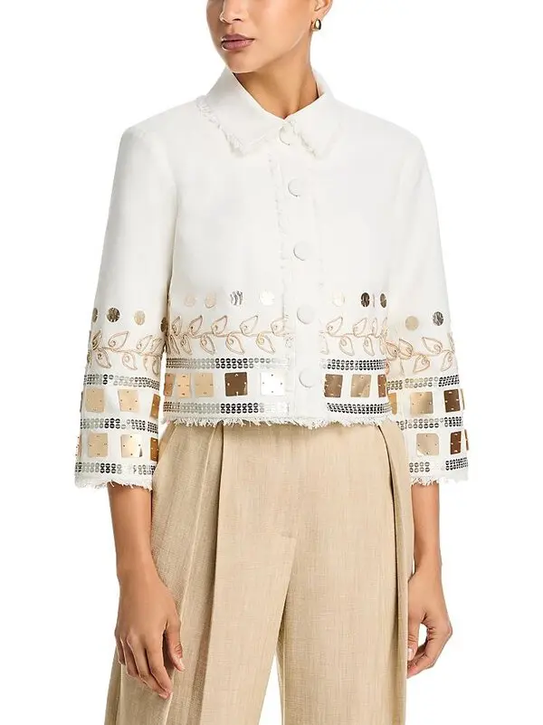Cinq À Sept Nadia Embellished Jacket - Ivory