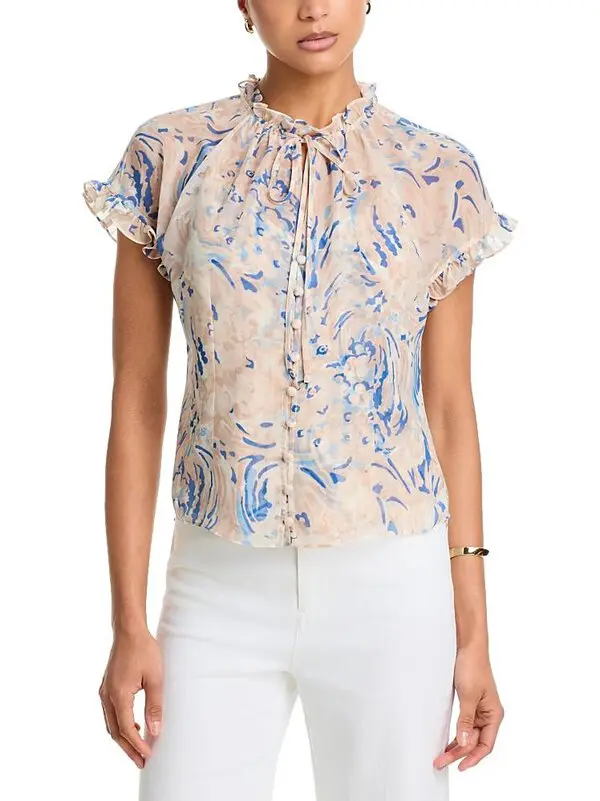 Cinq À Sept Daisy Swirl Jenise Top - Neutral Multi