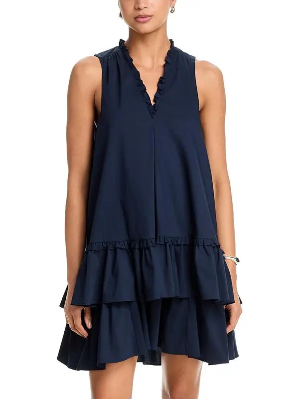 Cinq À Sept Mae Poplin Mini Dress - Navy