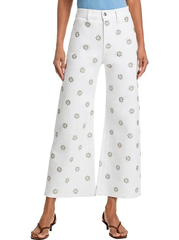 Veronica Beard Grant High-rise Wide-leg Jeans - White
