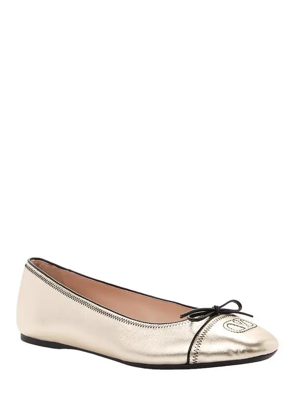 Valentino Garavani Metallic Leather Ballet Flats - Silver Metallic