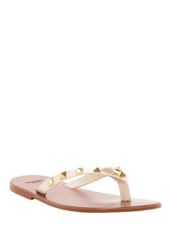 Valentino Garavani Studded Thong Sandals - Ivory