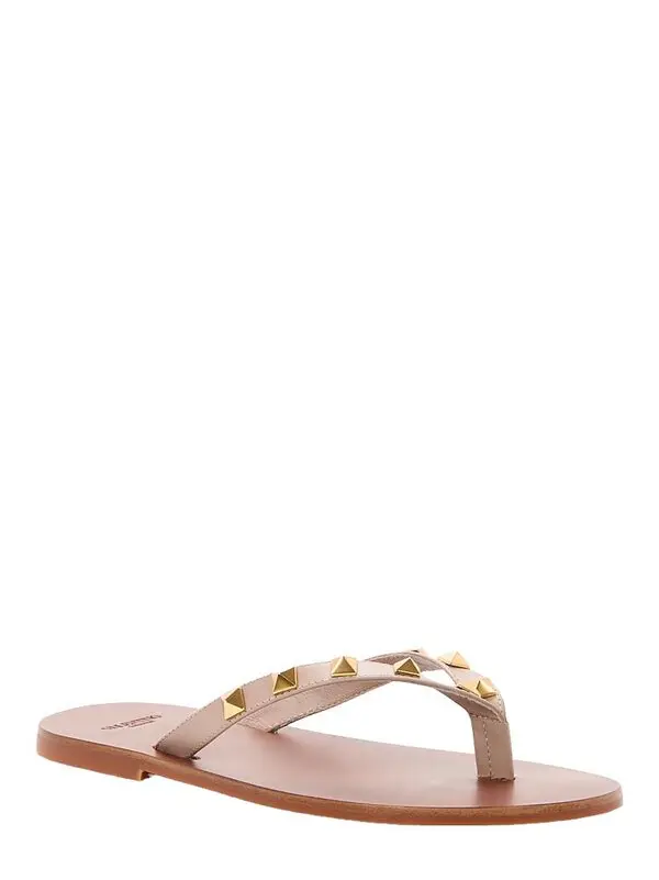 Valentino Garavani Studded Thong Sandals - Poudre