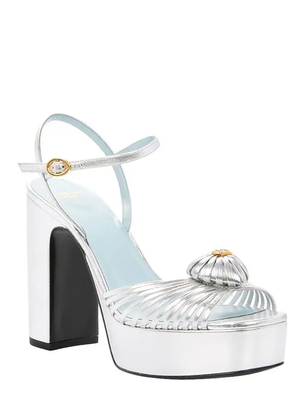 Valentino Garavani Metallic Strappy Platform Sandals - Silver