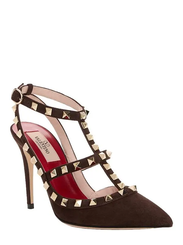 Valentino Garavani Rockstud Cage Leather Pumps - Brown