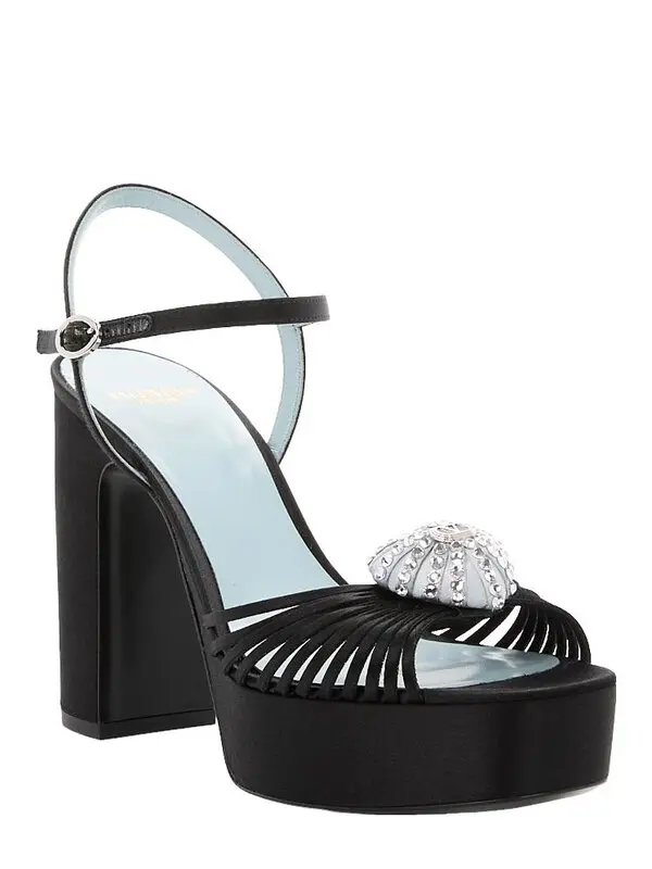 Valentino Garavani Embellished Platform Sandals - Black/silver