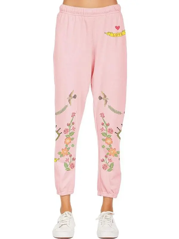 Lauren Moshi Alana X Floral Eye Love Joggers - Cherry Blossom