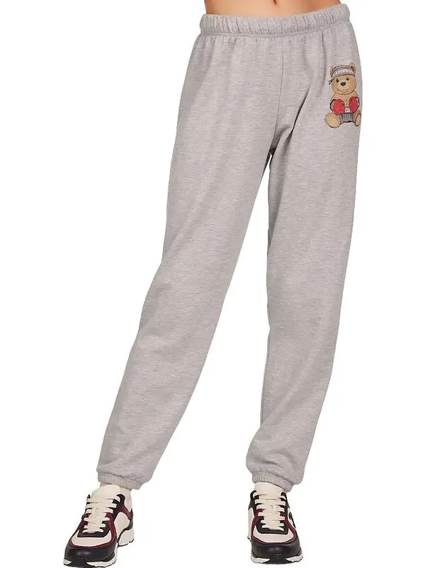 Lauren Moshi Kori Boxing Bear Joggers - Heather Grey
