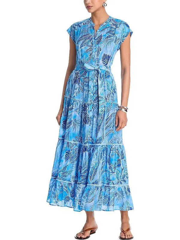 Poupette St Barth Kora Maxi Shirt Dress - Blue Calathea