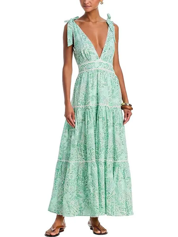 Poupette St Barth Perla Maxi Dress - Green Palmarosa