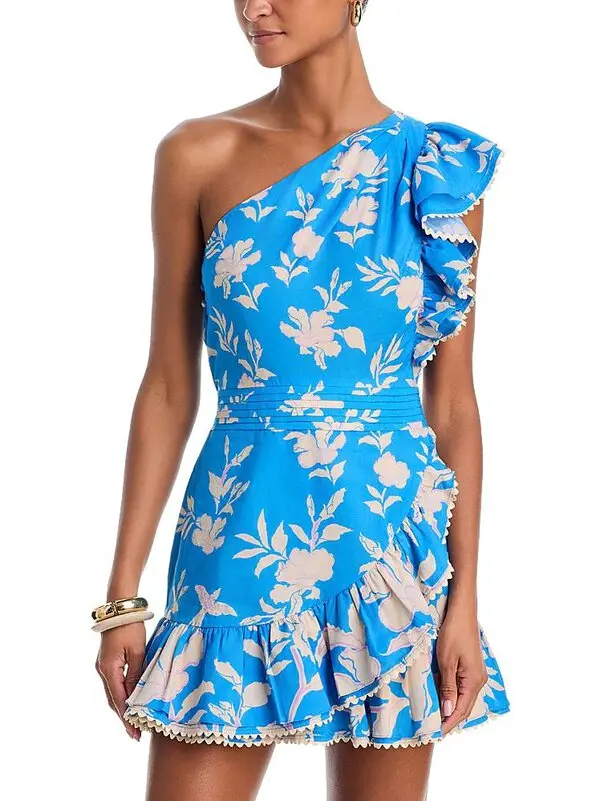 Poupette St Barth Corinne Mini Dress - Blue Palm Beach