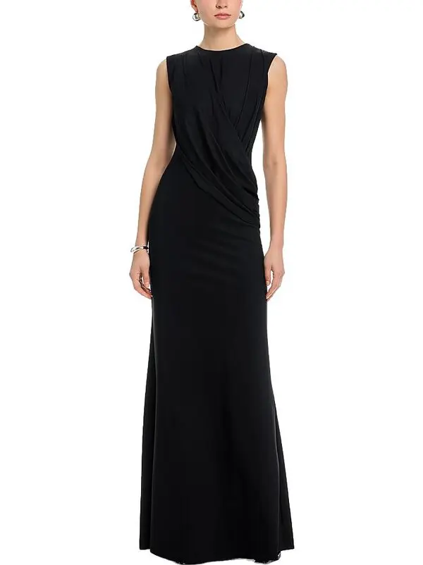 Chiara Boni La Petite Robe Frozy Sleeveless Draped Gown - Black
