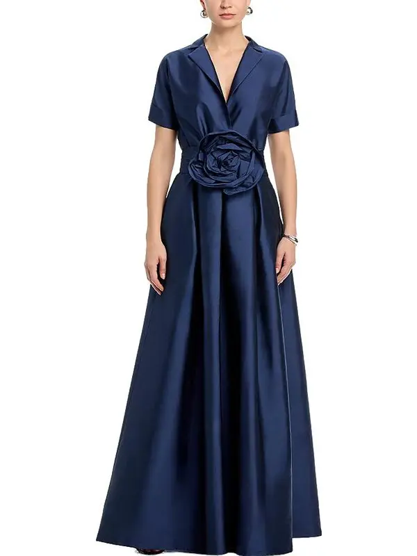 Chiara Boni La Petite Robe Stoya Taffeta Rosette Gown - Midnight