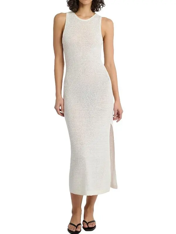 Onia Linen Knit Scoop Back Maxi Dress - White