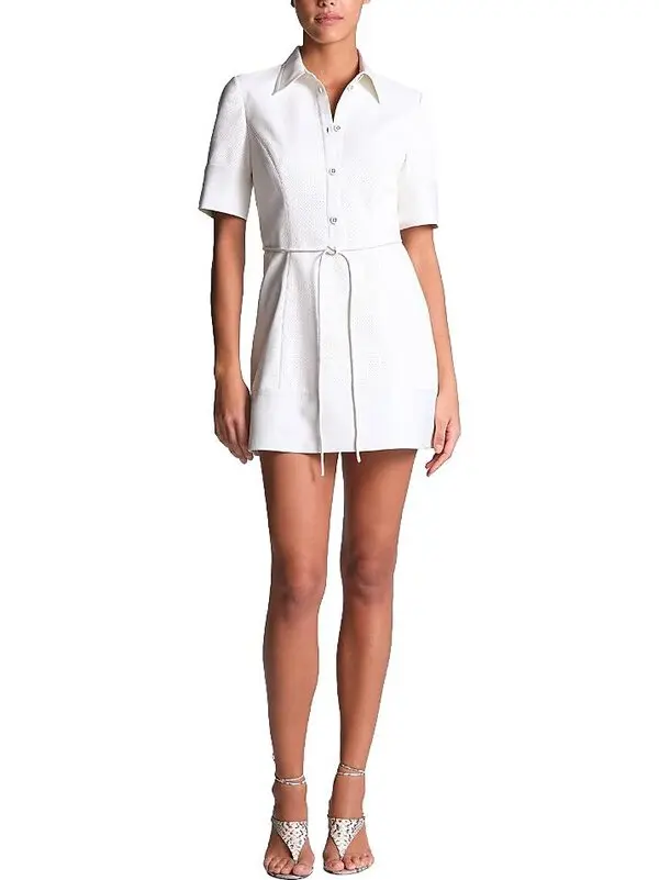 Bcbgmaxazria Shirt Dress With Tie Closure - Snow White