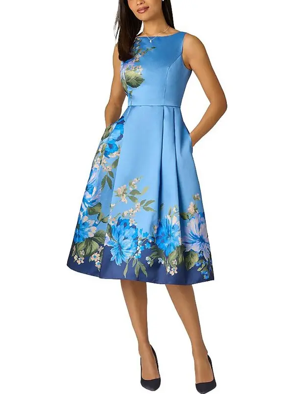 Adrianna Papell Mikado Midi Dress - Blue Multi