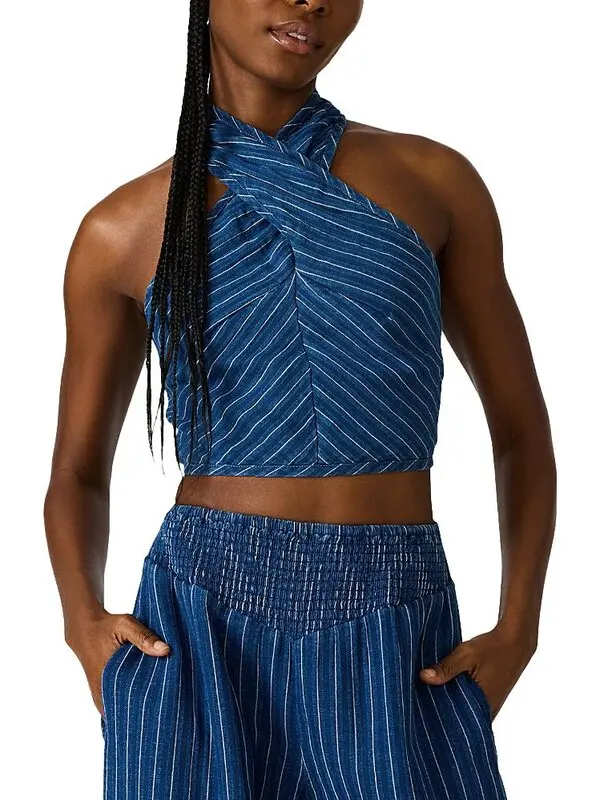 Steve Madden Winnie Stripe Halter Top - Mixed Indio