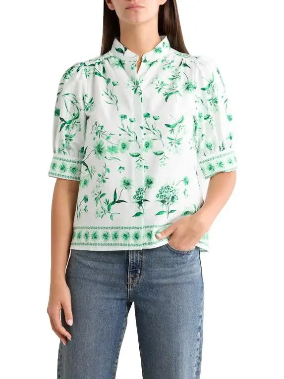 CECE DUPRAZ Floral Button-up Blouse - Vibrant Kelly