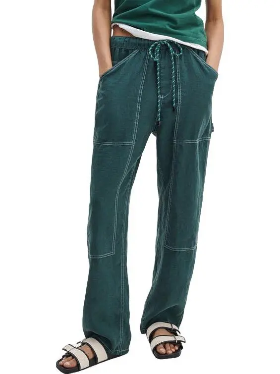 Rag & Bone Atlas Linen Carpenter Pants - Forest