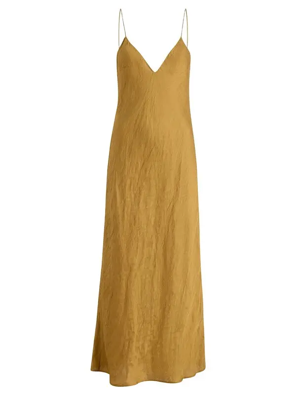 Khaite Taja Slip Dress - Golden Ochre