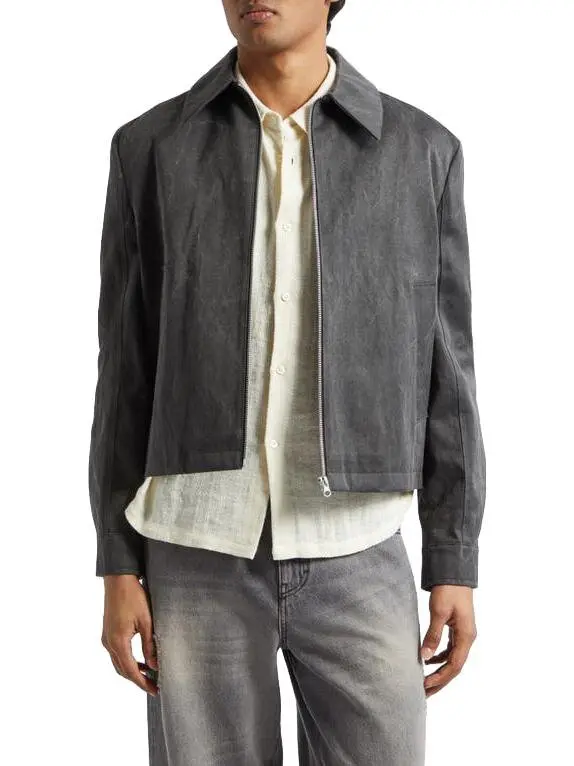 Séfr Tazio Washed Cotton Twill Jacket - Marble Charcoal Twill