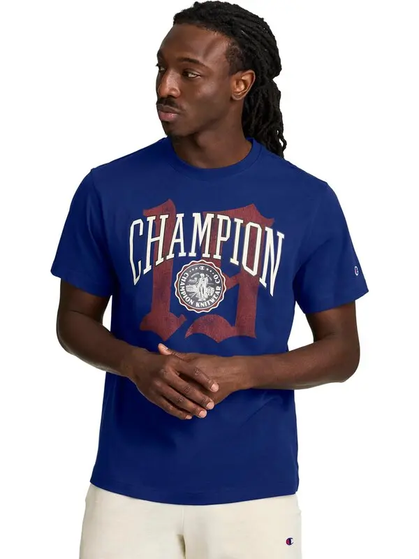 Champion Modern Retro Gothic '19 T-shirt, C Logo - Blue Depth