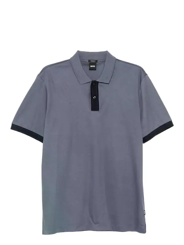 BOSS Striped-trim Polo Shirt - Blue