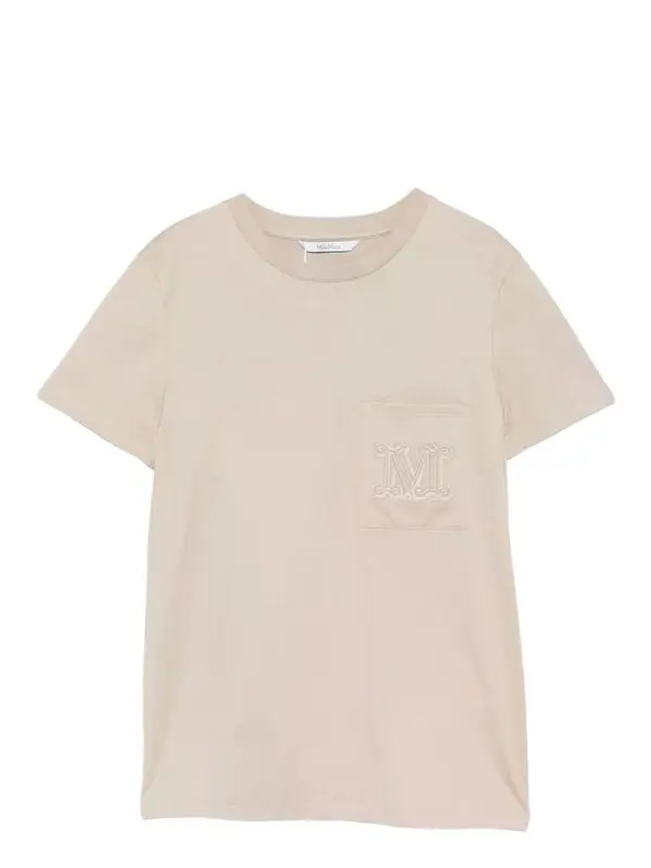 Max Mara Logo-embroidered Pocket T-shirt - Neutrals