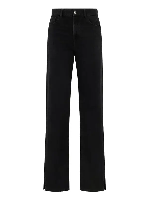ICON DENIM LOS ANGELES Jodie Side-slit Straight Leg Jeans - Black