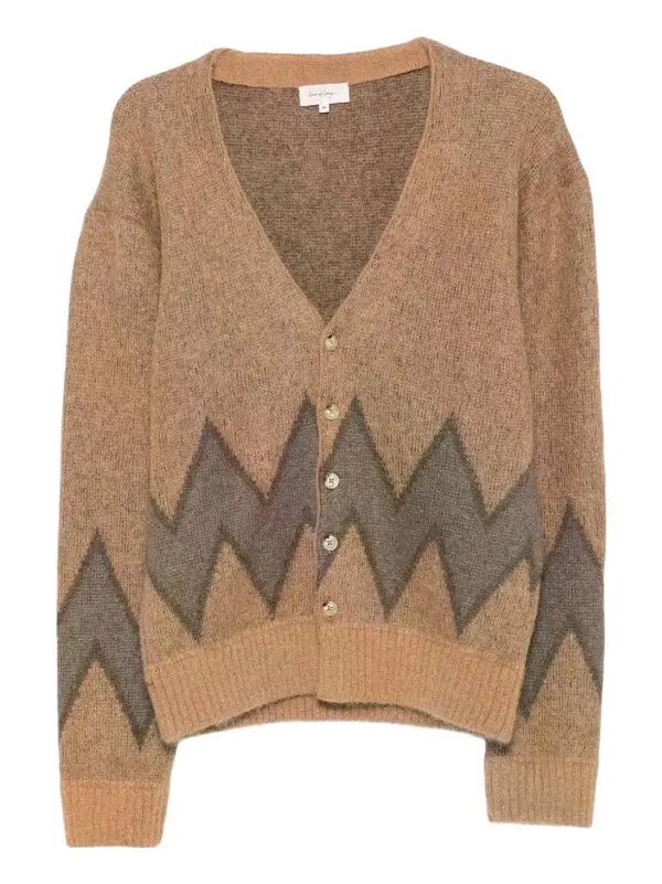 SECOND / LAYER Geometric Pattern Cardigan - Brown