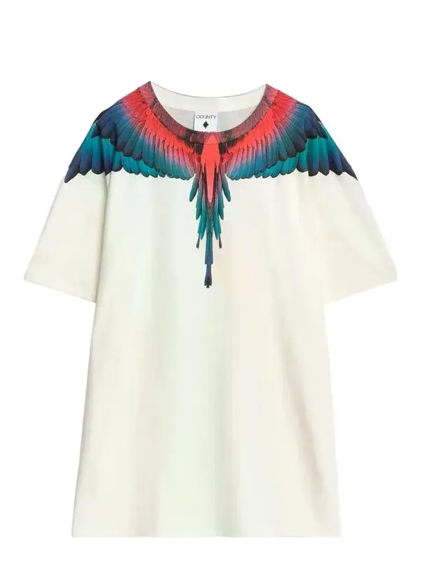 COUNTY OF MILAN Wings-print T-shirt - Neutrals