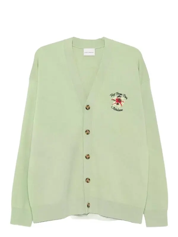 Drole De Monsieur Embroidered-logo V-neck Cardigan - Green