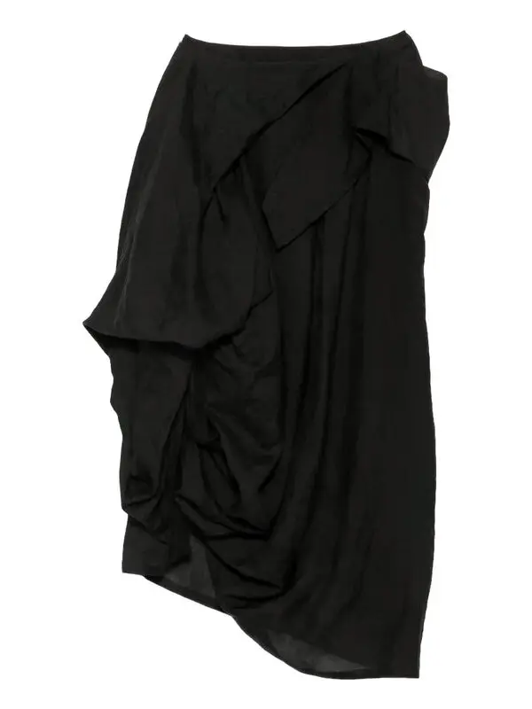 Yohji Yamamoto Asymmetric Draped Skirt - Black