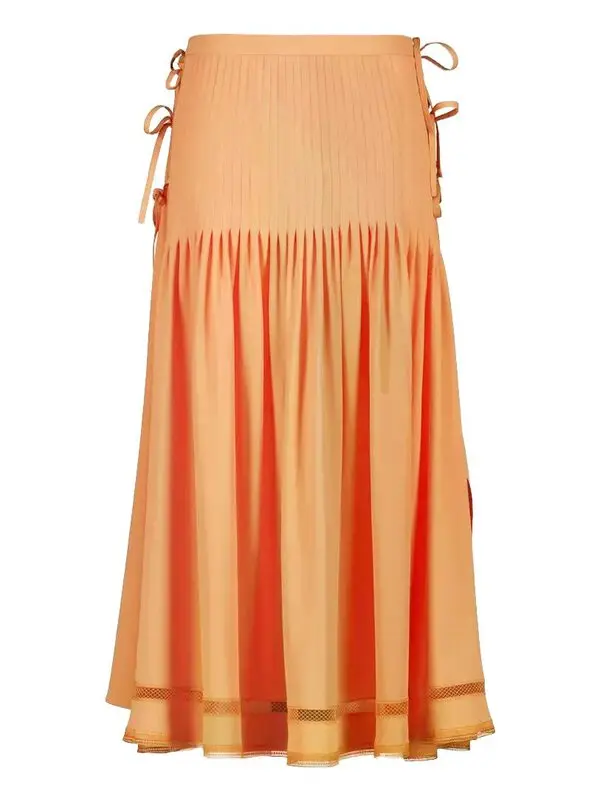 Rabanne Pleated Skirt With Bow Detail - Orange