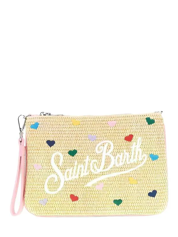 MC2 SAINT BARTH Parisienne Straw-effect Embroidered Clutch - Neutrals