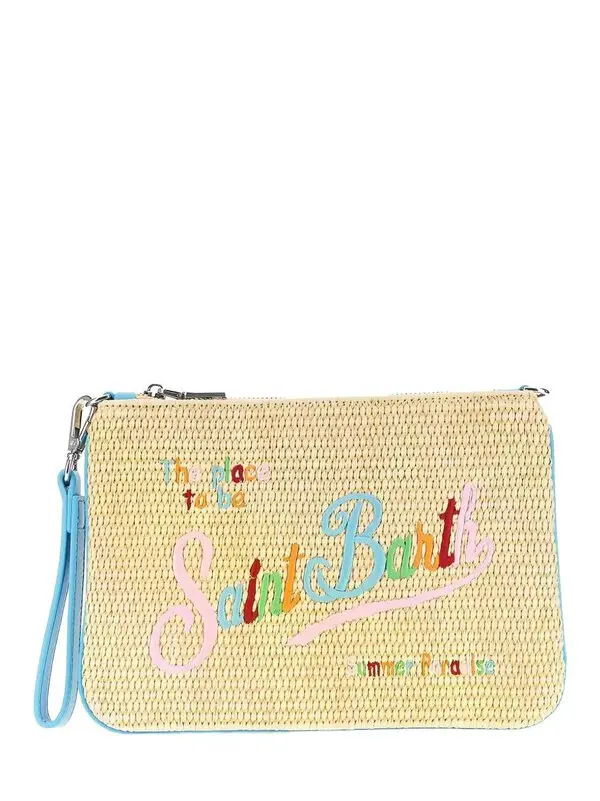 MC2 SAINT BARTH Parisienne Straw-effect Embroidered Clutch - Neutrals