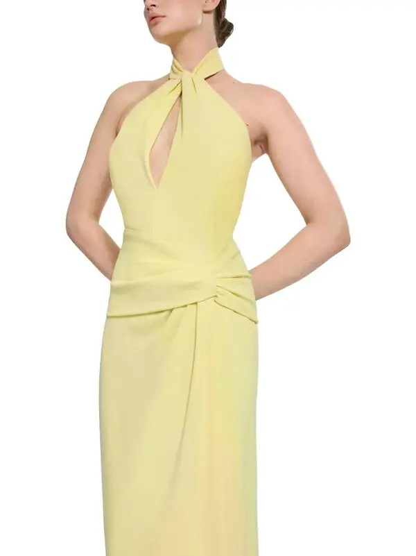 Elie Saab Halterneck Maxi Dress With Twisted-waist - Yellow