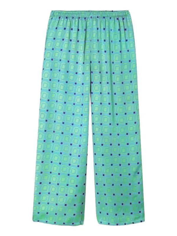 American Vintage Bovalow Geometric-print Trousers - Blue
