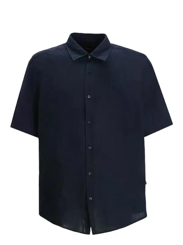BOSS Short-sleeved Button-down Shirt - Blue