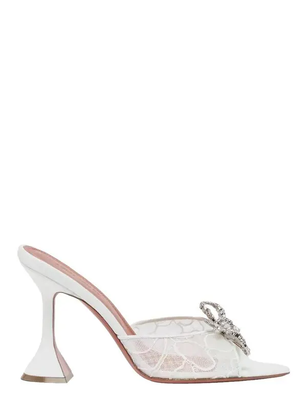 Amina Muaddi Rosie Crystal-bow Lace Shoes - White