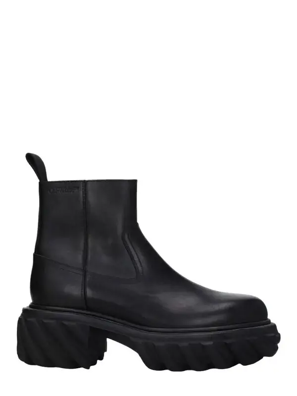 Off-White Platform Leather Boots - Black