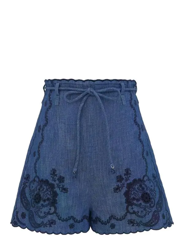 Zimmermann Aster Scalloped Shorts - Blue