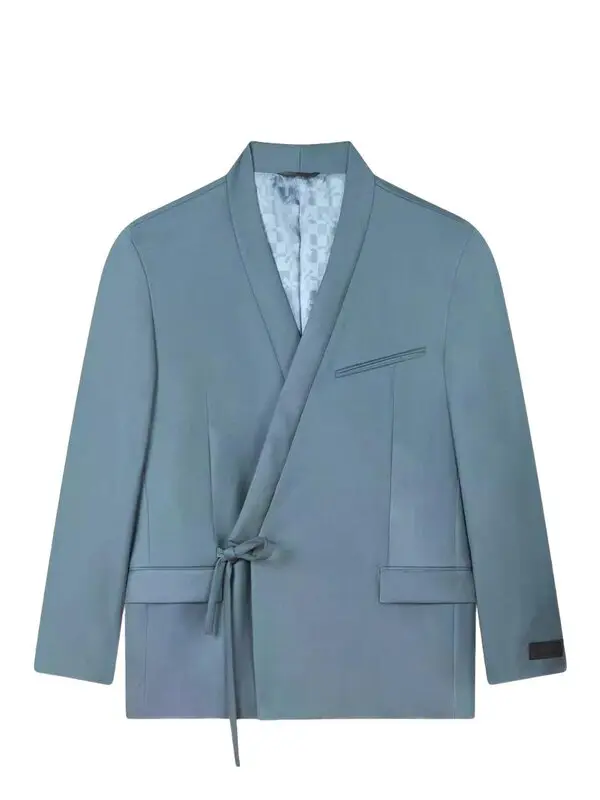 Kenzo Tie-fastening Shawl-lapel Jacket - Blue