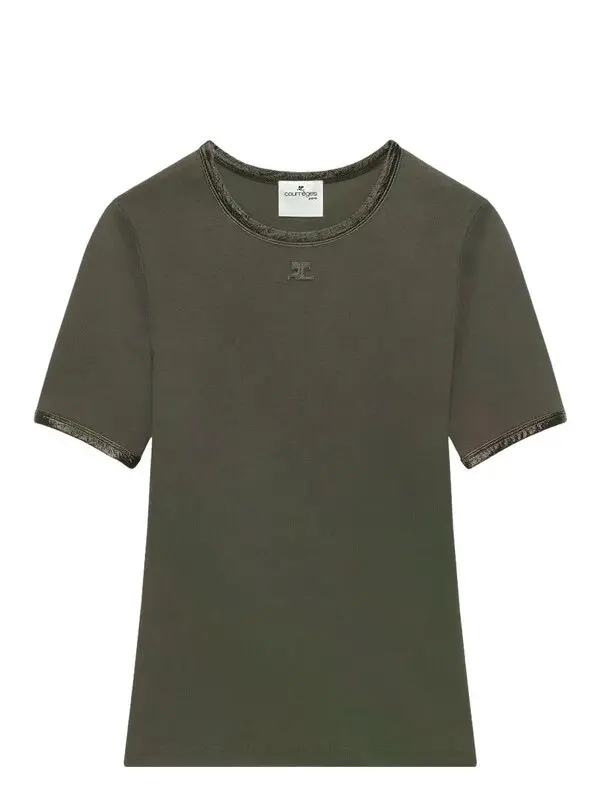 COURREGES Vinyl-trim Logo-patch T-shirt - Green