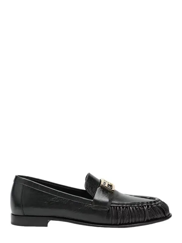 Fendi Ff Logo Ruched Loafers - Black