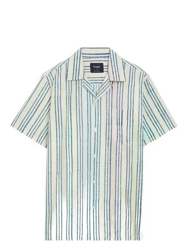 DRAKE'S Striped Short-sleeve Shirt - Neutrals