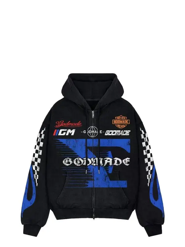 GODMADE Graphic-print Zip-up Hoodie - Black