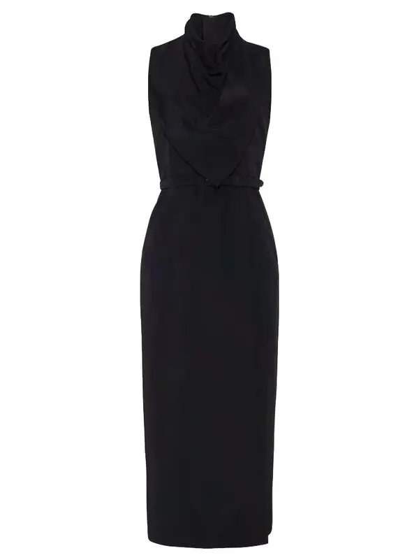 Adam Lippes Scarf-drape Silk-crepe Midi Dress - Black