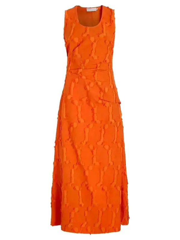 Proenza Schouler White Label Violeta Frayed Jacquard Maxi Dress - Orange