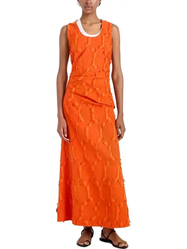 Proenza Schouler White Label Violeta Frayed Jacquard Maxi Dress - Orange